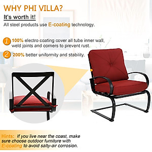 PHI VILLA 9 PCS Patio Dining Set, 8 Spring Motion Thickened Cushion Chairs and Extendable Metal Table for Indoor,Outdoor, Garden, Outdoor Waterproof Furniture Sets(Red)