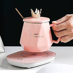 Coffee Warmer for Desk, with Mug Set. Cup Warmer Tea Warmer, Electric Beverage Warmer, Drink Warmer for Cocoa, Tea, Milk (Pink)