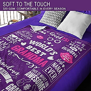 Shanfeirui Grandma Gift, Grandma Blanket, Gifts for Grandma from Granddaughter, Grandma Blanket from Grandkids, Best Grandma Gift, Gifts for Grandma from Grandson Throw Blanket 60" x 50”