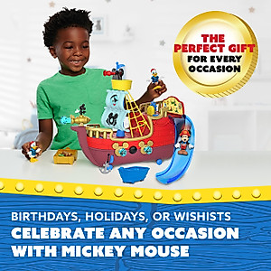Disney Junior Mickey Mouse Funhouse Treasure Adventure Pirate Ship with Bonus Figures, 18-Piece Toy Figures and Playset, Kids Toys for Ages 3 Up, Amazon Exclusive by Just Play