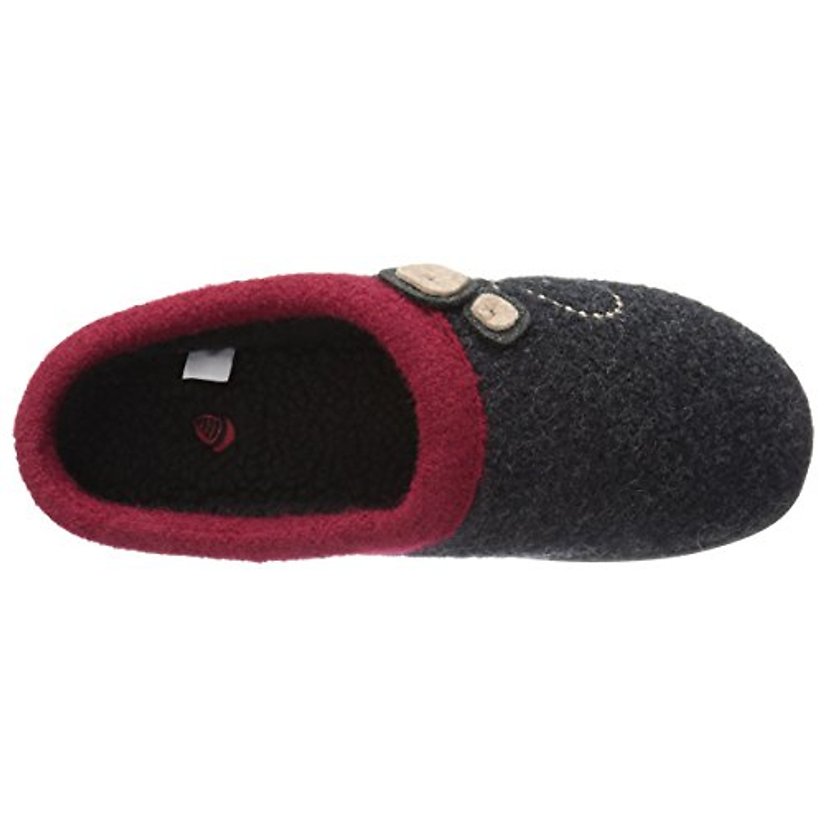 Acorn Women's Clog Slippers, Multi-Layer Memory Foam Footbed with Arch Support, Charcoal Button, 8-9