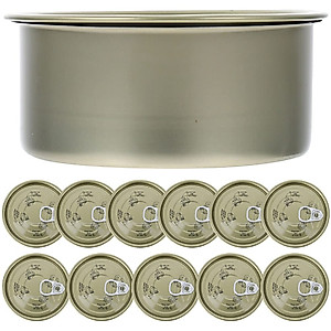Luxshiny 12pcs Cali Self-seal Tin Can with Lid Press-in Food Container Can Refillable Round Empty Salve Tins Tuna Can for Fish Candies Meat Pet Food 8.3X8.3X3.8CM