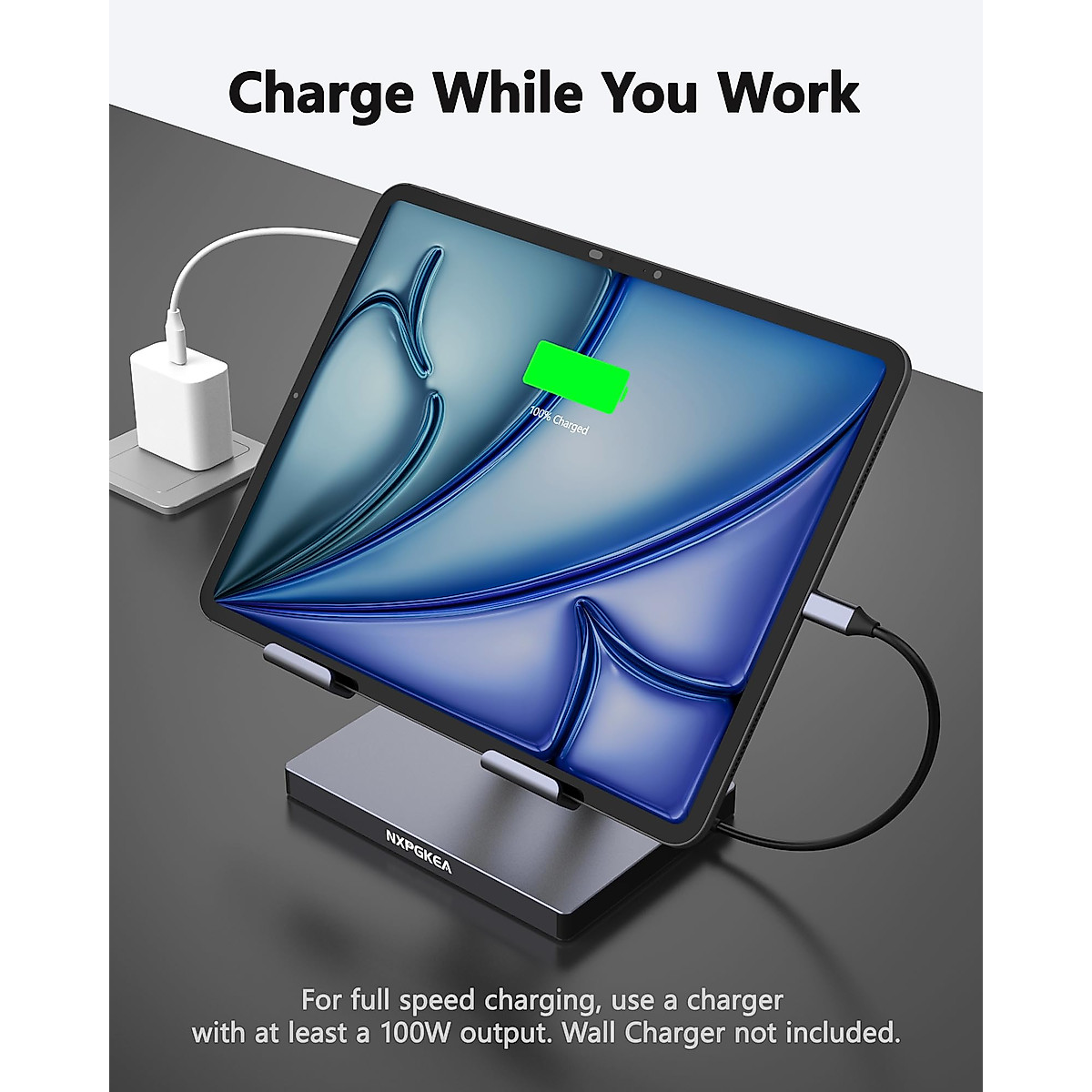 iPad Pro USB C Hub Stand, Adapter for iPad Pro M4 M2 M1 13 12.9 11 Inch iPad Air Docking Station Foldable 4K 60Hz HDMI, PD Charging, SD/TF Card Reader, 3 USB 3.0, 3.5mm Audio, iPad Dock Accessories