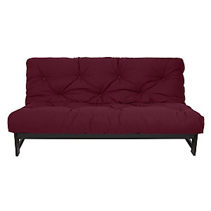 Mozaic Full Size 10-inch Cotton Twill Futon Mattress, Burgundy