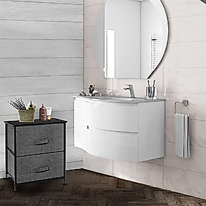 Cffuvros Bedside Table Dresser, End Table Storage Tower - Sturdy Steel Frame, Wood Top, Easy Pull Fabric Bins - Organizer Unit for Bedroom, Hallway, Entryway, Closets