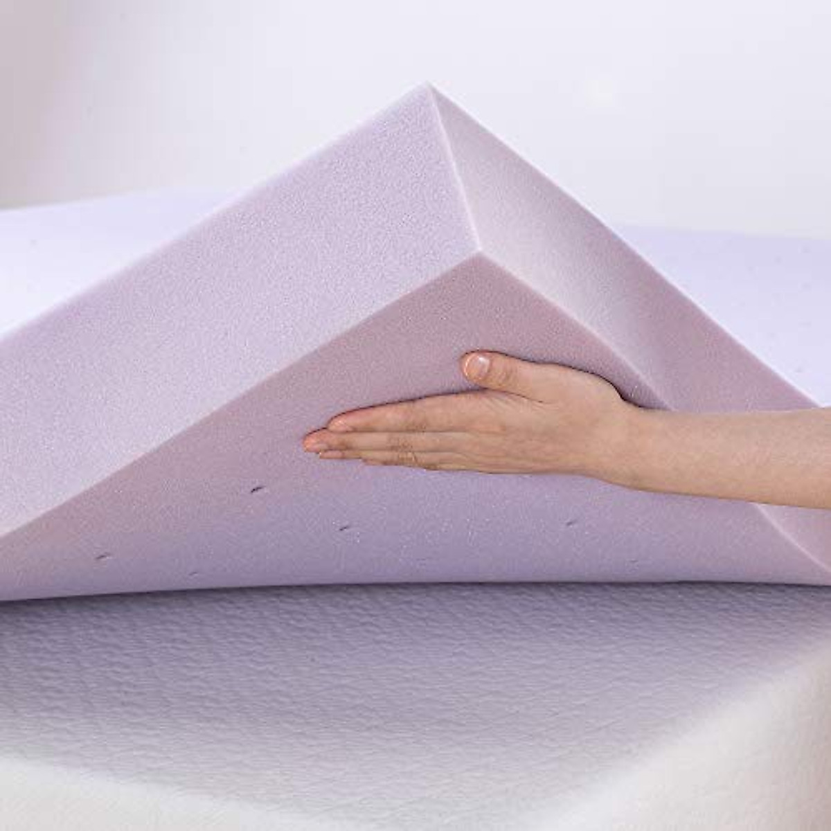 Mellow 4 Inch Ventilated Memory Foam Mattress Topper, Soothing Lavender Infusion, CertiPUR-US Certified, Queen