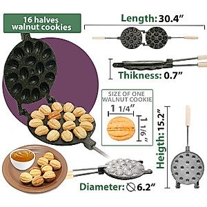 Walnut Cookie Mold Maker 16 Non-Stick Granite - Oreshki Mold Maker - Walnut Cookie Maker Oreshek - Oreshnitsa Maker - Nutty Maker - Oрешница Russian - Nut Cookies Maker - Oreshki Maker Molds