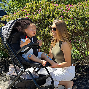 Rollingsurfer Lightweight Baby Stroller, Compact Travel Stroller with Sleep Shade, Oversize Basket, One Hand Easy Foldable Stroller for Airplane Travel and More