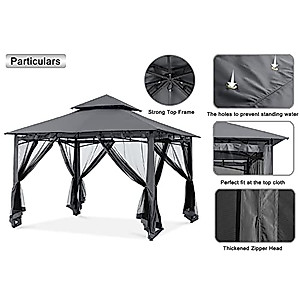 MASTERCANOPY Outdoor Garden Gazebo for Patios with Stable Steel Frame and Netting Walls (8x8,Dark Gray)