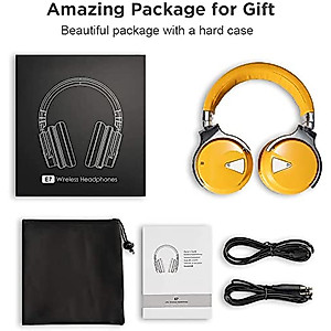 Active Noise Cancelling Bluetooth Wireless Over Ear Headphones with Mircophone, 30H Playtime,Deep Bass, Comfortable Protein Earpads, for Travel, Home, Office(Yellow)