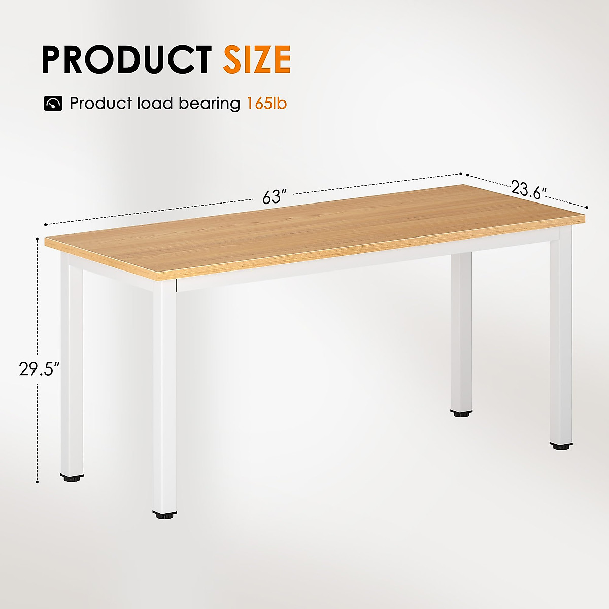 DlandHome 63 inches X-Large Computer Desk, Composite Wood Board, Decent and Steady Home Office Desk/Workstation/Table, BS1-160TW Teak and White Legs, 1 Pack