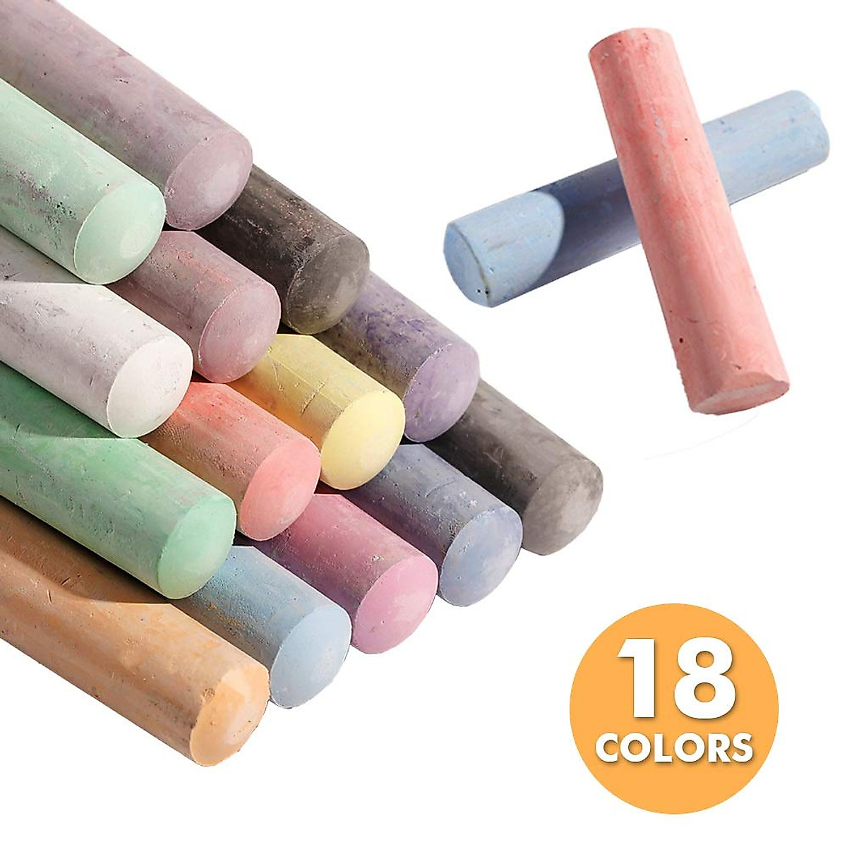 feela Sidewalk Chalk, 144 Pack 18 Colors Sidewalk Chalk Set For Kids Jumbo Chalk Bulk, Great for Kids Family, Paint on Sidewalk School Chalkboard Blackboard Street Playground