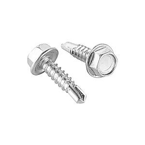 #10x3/4'' Hex Washer Head Self-Drilling Tek Screws, Zinc-Plated Steel,100pcs/box