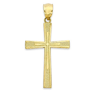 Solid Gold Cross Pendant in 10k or 14k, Religious Jewelry for Him (10k Gold)
