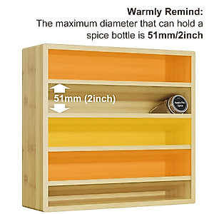 Orimade 4 Tier Spice Rack Organizer for Cabinet, Freestanding Bamboo Seasoning Rack for Countertop, Cupboard, Pantry, Kitchen, 13.18 x 4.13 x 12.2 inches(Spice Jars Not Included)