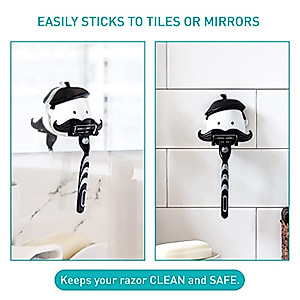 Peleg Design Mr. Razor, Suction Razor Holder, Shaving Razor Hook for Shower Bathroom Bath Mirror, Fun Unique Gift Idea Gifts for Dad
