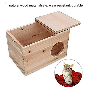 SALUTUYA Wood Nesting House, Squirrel Nesting Box Squirrel House Wear Resistant Mating Breeding Box Nesting for Chinchilla Squirrel Hamster