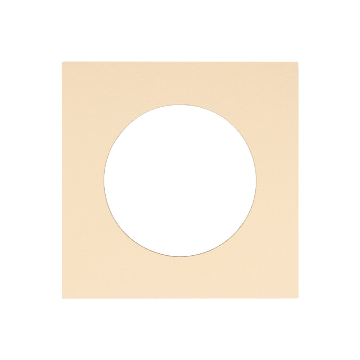 14x14 Mat Bevel Cut for 10x10 Photos - Precut Beige Circle Shaped Photo Mat Board Opening - Acid Free Matte to Protect Your Pictures - Bevel Cut for Family Photos, Pack of 1 Matboard