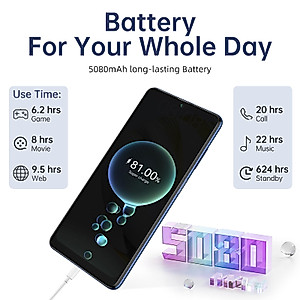 Blackview A53 Unlock Phone, 7GB+32GB/SD 128GB Expandable Android Phones, Android 12 Cellphone, Triple SIM Card Slots, 5080mAh Battery, 6.517 inches Smart Phone HD+ Screen, Face ID t Mobile Phone