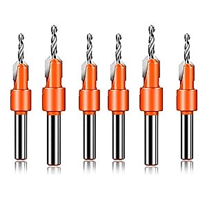 Countersink Drill Bit Set, Wood Hole Timber Working Drill Bits for Wood Screw Cutter Adjustable with Hex Key Wrench 6 Sizes 2.8×8, 2.8×10, 3×8, 3×10, 3.2×8, 3.2×10