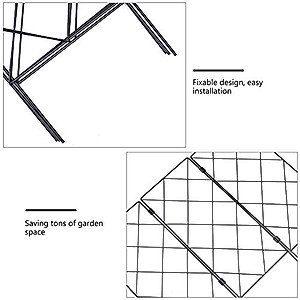 YARNOW Garden Trellis Plant Support for Climbing Foldable Vines and Flowers Stands Metal Wire Lattices Grid Panels for Ivy Rose Grape Cucumber Clematis Black