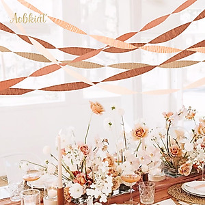 AOBKIAT Fall Boho Party Decorations,5 Rolls Dusty Orange Brown Crepe Paper Party Streamers for Thanksgiving Day,Halloween,Birthday Wedding Baby Shower Rustic Party Backdrop