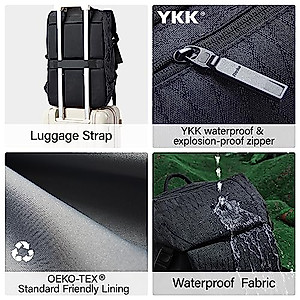 Hanke multifunctional carry on travel backpack Fits 15.6 inch latpot，Lightweight hiking backpack for women & men，Waterproof Friendly Durable Rucksack Weekender Bag Daypack.(Graphite Black)