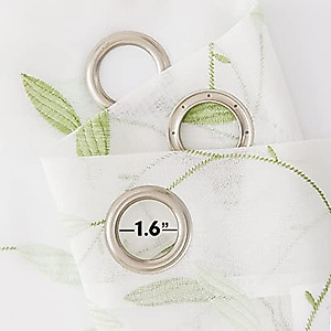 COLLACT Sheer Curtains Leaf Embroidered Living Room Curtains Farmhouse Window Treatments Sheer Curtains 84 Inch Length 2 Panels Set Window Curtains Rustic Bedroom Curtains Grommet Top Green on White