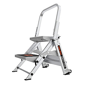 Little Giant Ladders, Jumbo Step, 3-Step, 2 Foot, Step Stool & Little Giant Ladders, Safety Step, 2-Step, 2 Foot, Step Stool, Aluminum, Type 1A, 300 lbs Weight Rating, (10210BA)