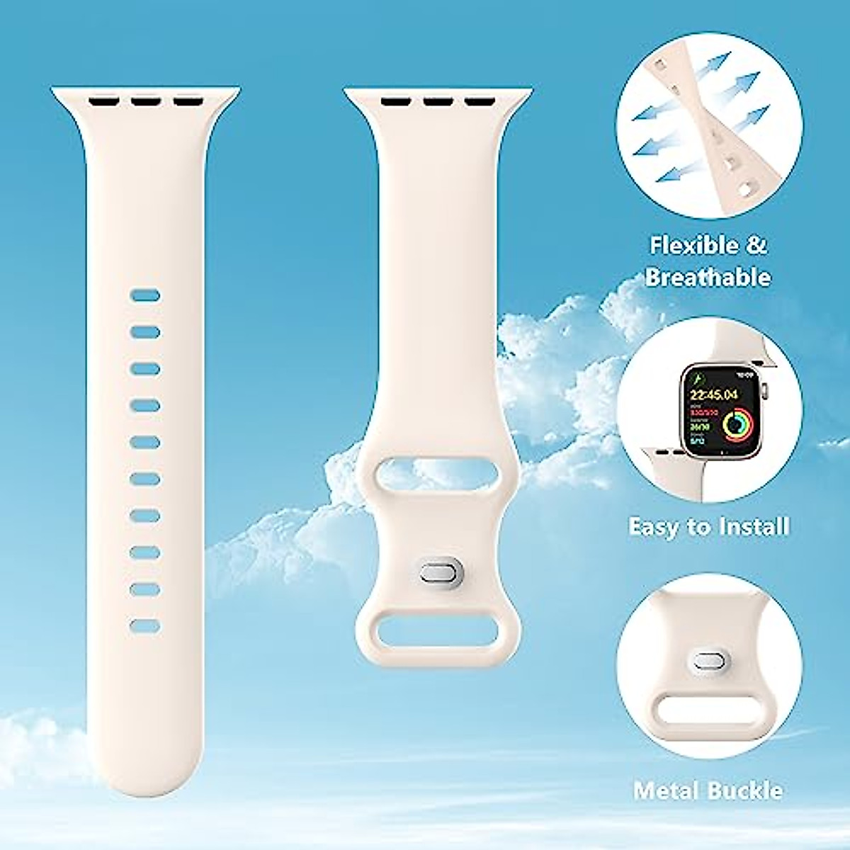 12 Pack Silicone Band Compatible with Apple Watch Band 40mm 41mm 38mm 42mm 44mm 45mm 49mm for Women Men, Soft Waterproof Wristbands Sport Strap for iWatch Series 9 SE 8 7 6 5 4 3 2 1 Ultra/Ultra 2