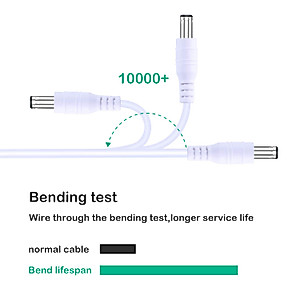 Cable Nahao 2 Pack Power Extension Cable 12ft 2.1mm x 5.5mm Compatible with DC 5V 12V 24V for CCTV Security Camera IP Camera Standalone DVR, LED Strip String Light-Male to Female (White)