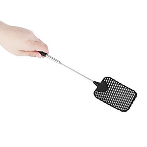 Fly Swatter 27 * 15 * 2 4 Pcs Plastic Telescopic Extendable Fly Swatter Stainless Steel Telescopic Rod Flapper Bug Swatter (Black)
