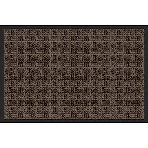 Amazon Basics Molded Carpet & Rubber Commercial Scraper Entrance Mat Parquet Pattern, Brown, 2 x 3