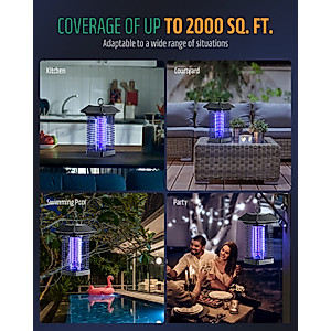 Buzbug LED Bug Zapper Indoor Outdoor, 10 Years Lifespan Lamp Sustainable Less Power, Durable Instant Electric Mosquito Insect Killer Fly Zapper, for Garden Backyard Patio Sport Fields Home -MO005B