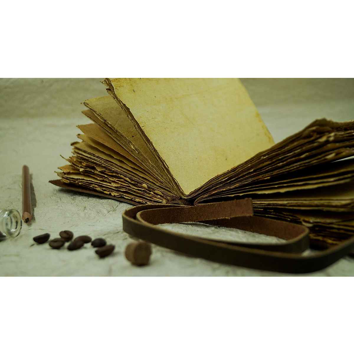 OVERDOSE Deckle Brown Leather Journal - Diary Sketchbook Book of Shadows Handmade Vintage Deckle Edge Paper - 6 x 8 inches | 15 x 20 cm | A5