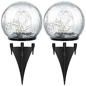 Solar Lights Outdoor Garden Decor Glass Solar Gazing Globe Light Balls Powered Waterproof, LED Globe Lights,Outside Decor for Lawn Patio Yard Pathway Christmas Garden Decor (2 Pieces,4 Inch)