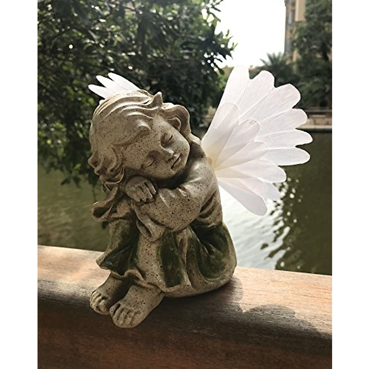 Bo-Toys Solar Powered Angel with Solar Fiber Optic Wings LED Garden Light Decor