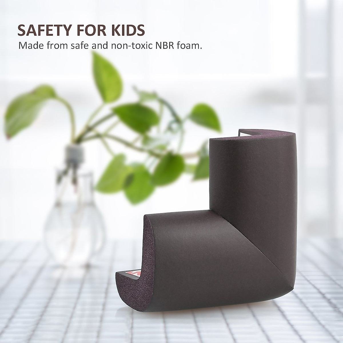 Edge & Corner Guard Set - Safe Edge & Corner Cushion with 8 Pre-applied 3M tape Corners for Baby Safety, Furniture Bumper, Table Protector (Brown)