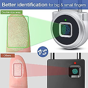 eLinkSmart Gym Locker Padlock with Fingerprint Remote Authorized Unlock Record - Waterproof Security Keyless Smart Lock for School Gym Locker Backpack Gun Case Field Box Silver