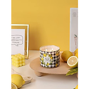 Lemon Candle, Fresh Lemon Scented Candle, Large 3 Wicks Candle, 14 oz