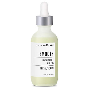 Valjean Labs Smooth Face Serum | Glycolic Acid + Aloe Vera | Helps to Exfoliate and Smooth for a Brighter Complexion | Paraben Free, Cruelty Free, Made in USA (1.83 oz)