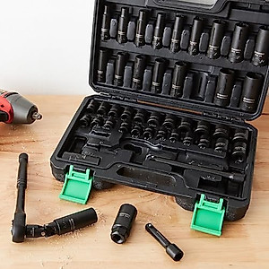 Denali 46-Piece 3/8-Inch Drive 6 & 12 Point Shallow/Deep Socket Set and 72 Teeth Reversible Ratchet, SAE/Metric Size With Carrying Case, 13.1 in x 9.7 in x 3 in