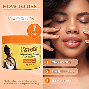 CAROTÏS, Skin Brightening Cream – 300ml / 10.14fl oz – 7 Day Night Cream for Uneven Skin Tone, with Vitamin A