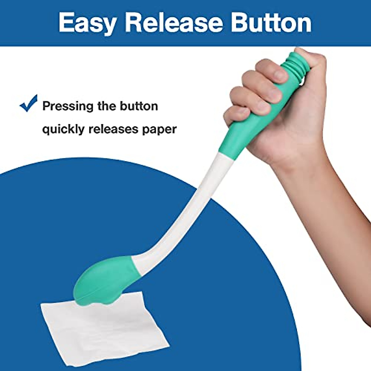 Long Reach Comfort Wipe Toilet Aids Tools, Bottom Wiper, Extends Your Reach Over 15" Grips Toilet Paper or Pre-Moistened Wipes