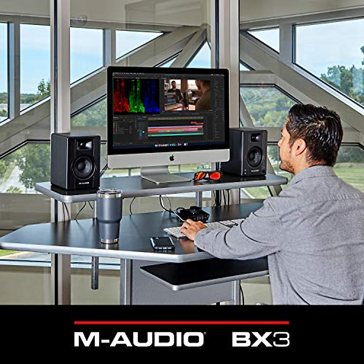 M-Audio BX3 3.5" Studio Monitors, HD PC Speakers for Recording and Multimedia with Music Production Software, 120W, Pair