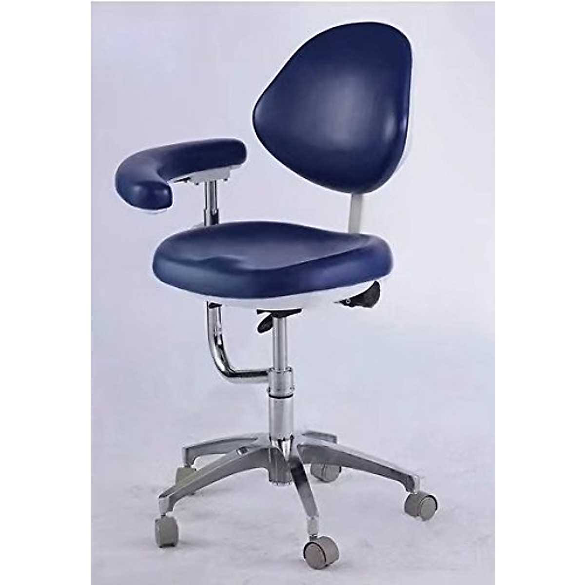 Aphrodite Dental Stool Assistant Stool Dental Assistant Chair with Armrest PU Leather Height Adjustable by Purple-Violet