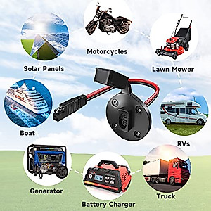 Goupchn SAE Power Socket Sidewall Port 2 Pack Weatherproof SAE Quick Connect Solar Panel Flush Mount Connector 2 Pin 12AWG SAE Solar Cable with 8 Screws for Solar Generator Battery Charger