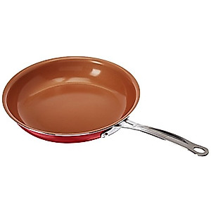 Gotham Steel Ceramic and Titanium Nonstick Fry Pans, Red, 11"