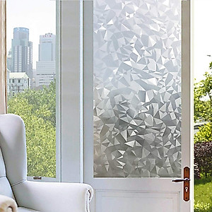 Decorative Privacy Window Film, 3D Window Tint Stained Glass Door Film Static Cling Reflective Window Decor/Privacy Protection/Heat Control/Anti UV for Home/Office, 17.5x78.5 inch Gravel