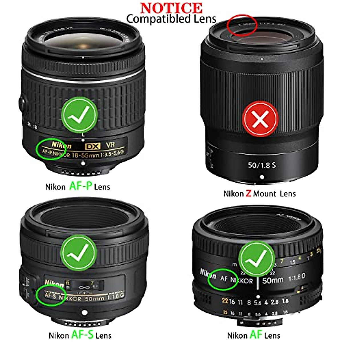 Nikkor Rear Lens Cap + Camera Body Cover for Nikon D7500 D7000 D850 D810 D800 D750 D350 D600 D3500 D3400 D3300 D3200 D3100 D5600 D5500 D5300 D5200 D5100 D90 D80 D70 D70S Nikon F AI Mount DSLR[2 Sets]